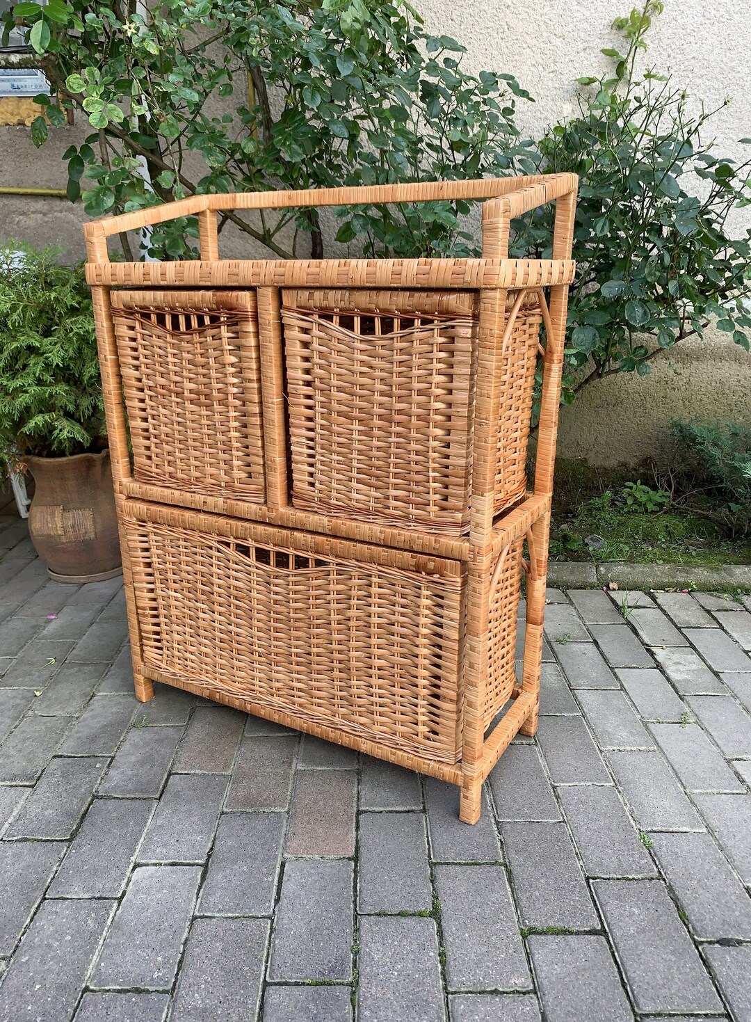 Mid Century Dresser Wicker Drawer Wicker Furniture Bedroom - Etsy