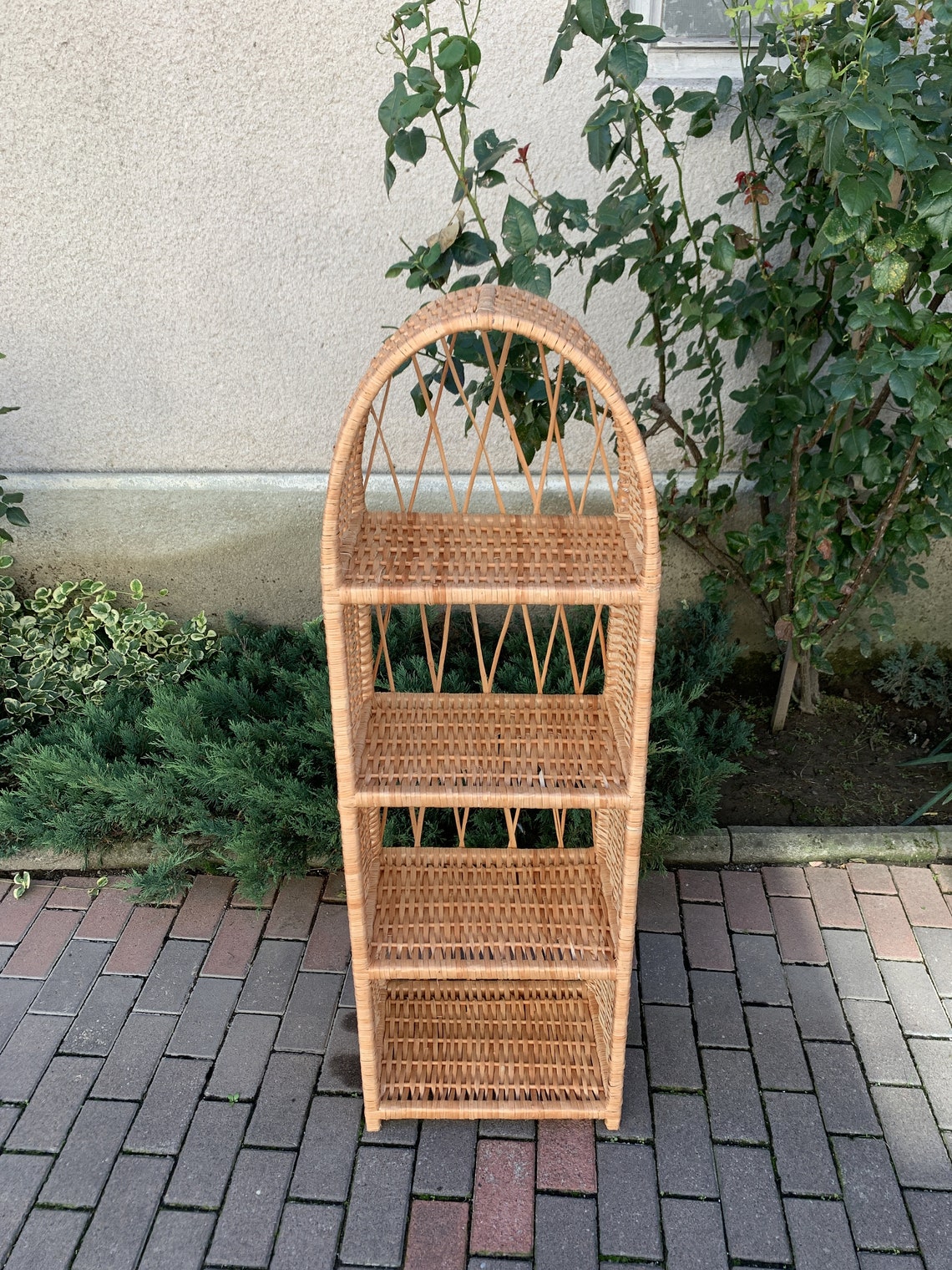 Tiered Plant Stand, Wicker Wall Shelf, Wicker Plant Stand, Wicker ...