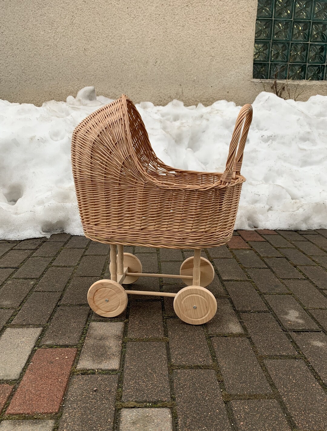 Eco Toys, Wicker Dolls Pram, Wooden Pram, Wicker Baby Carriage, Wicker ...