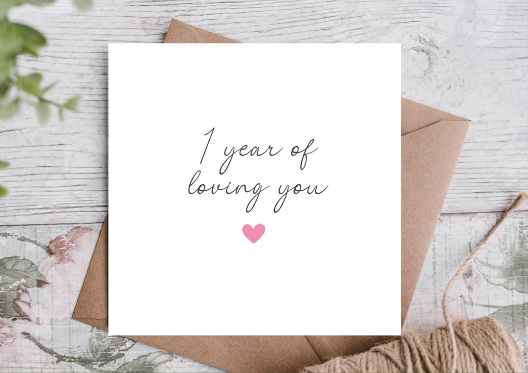One Year Anniversary Card | Love Card With Kraft Envelope - Etsy