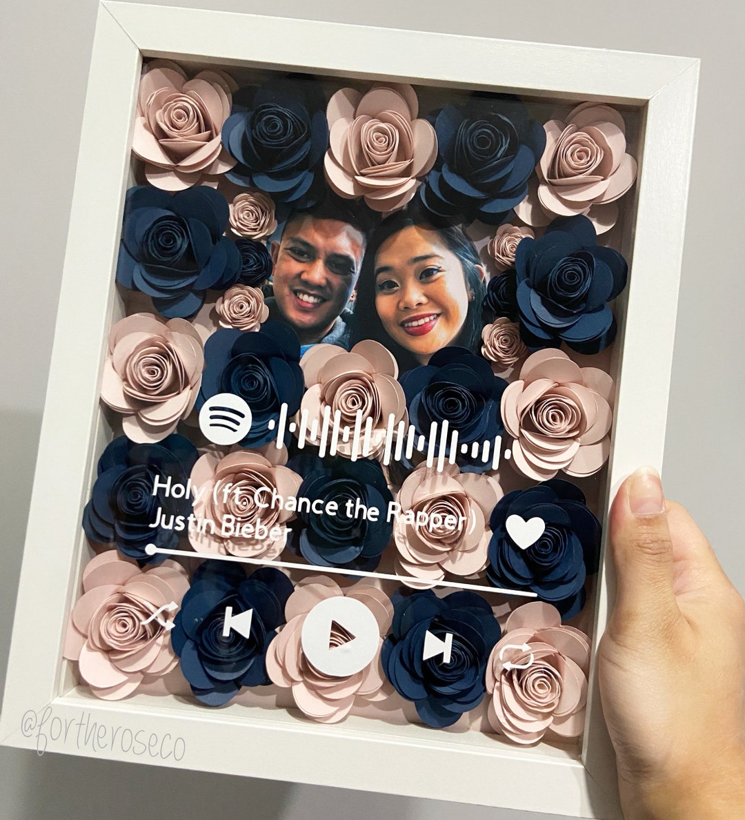 Spotify Flower Shadow Box Paper Rose Gift Personalized - Etsy