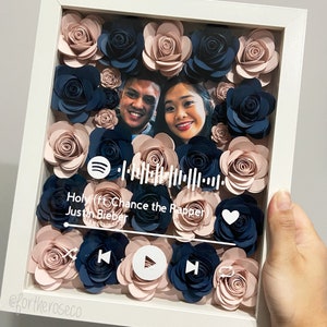 Spotify Flower Shadow Box Paper Rose Gift Personalized | Etsy