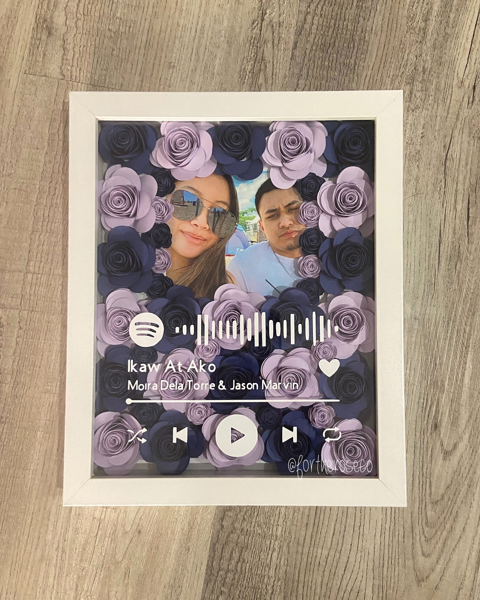 Spotify Flower Shadow Box Paper Rose Gift Personalized Gift for ...