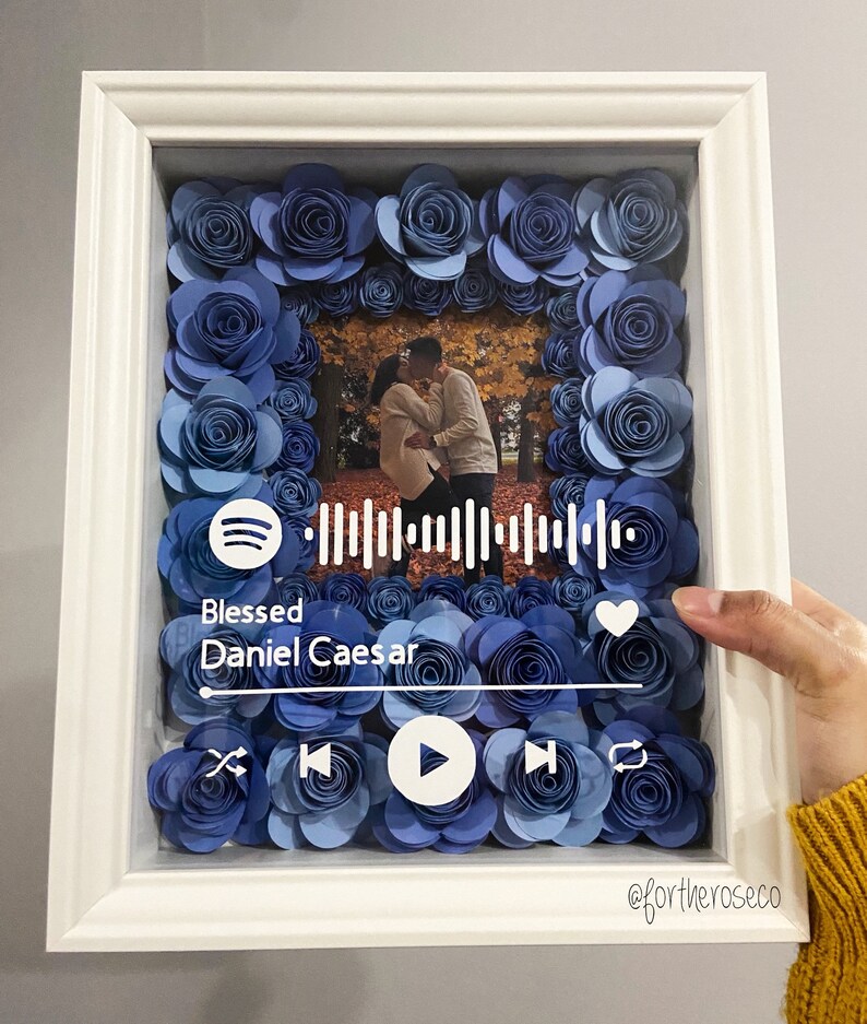 Spotify Flower Shadow Box Paper Rose Gift Personalized Gift for ...