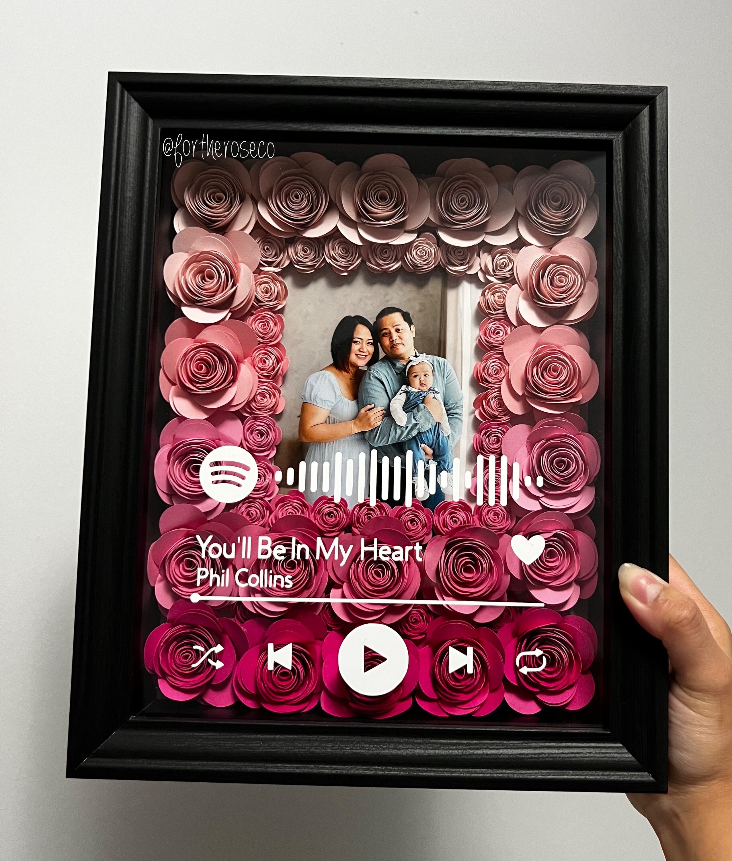 Spotify Flower Shadow Box Paper Rose Gift Personalized Gift for ...