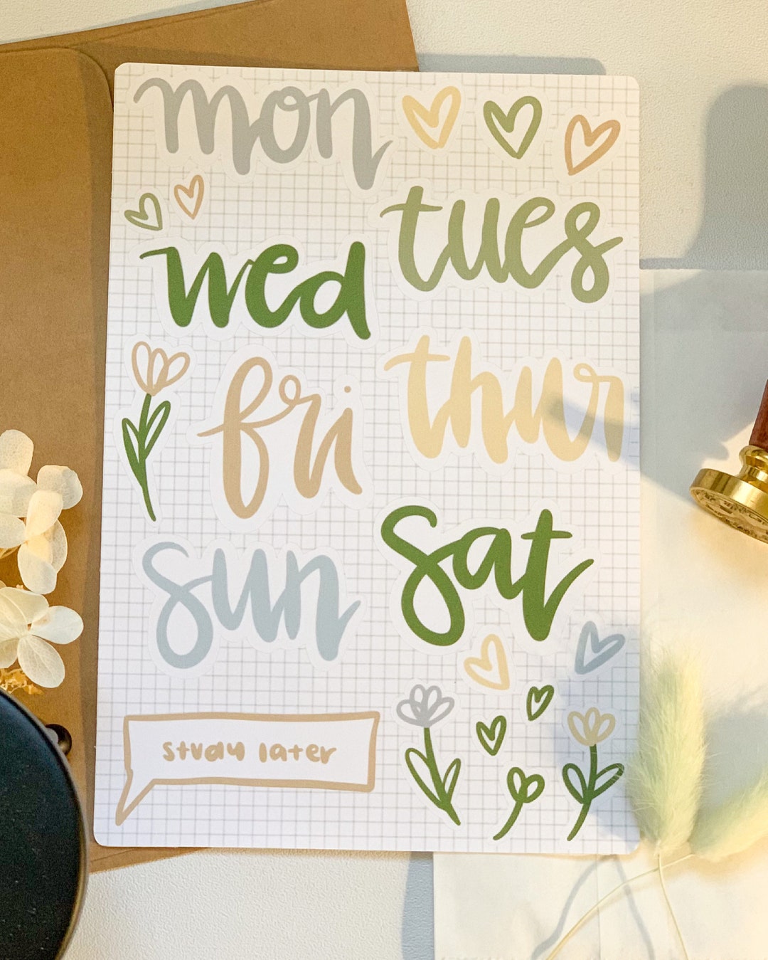 Calligraphy Days of the Week Sticker Sheet Minimal and - Etsy