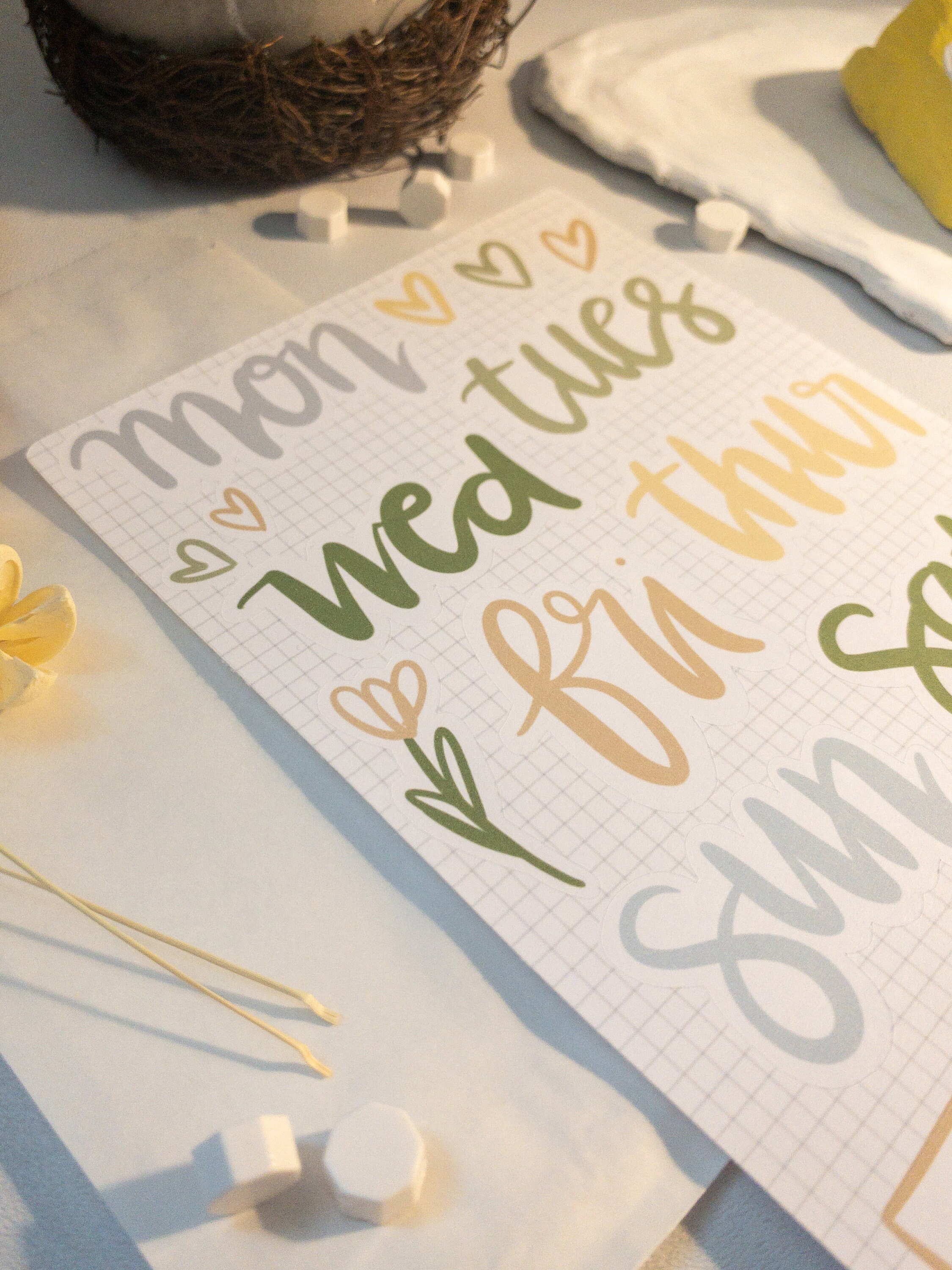 Calligraphy Days of the Week Sticker Sheet Minimal and - Etsy