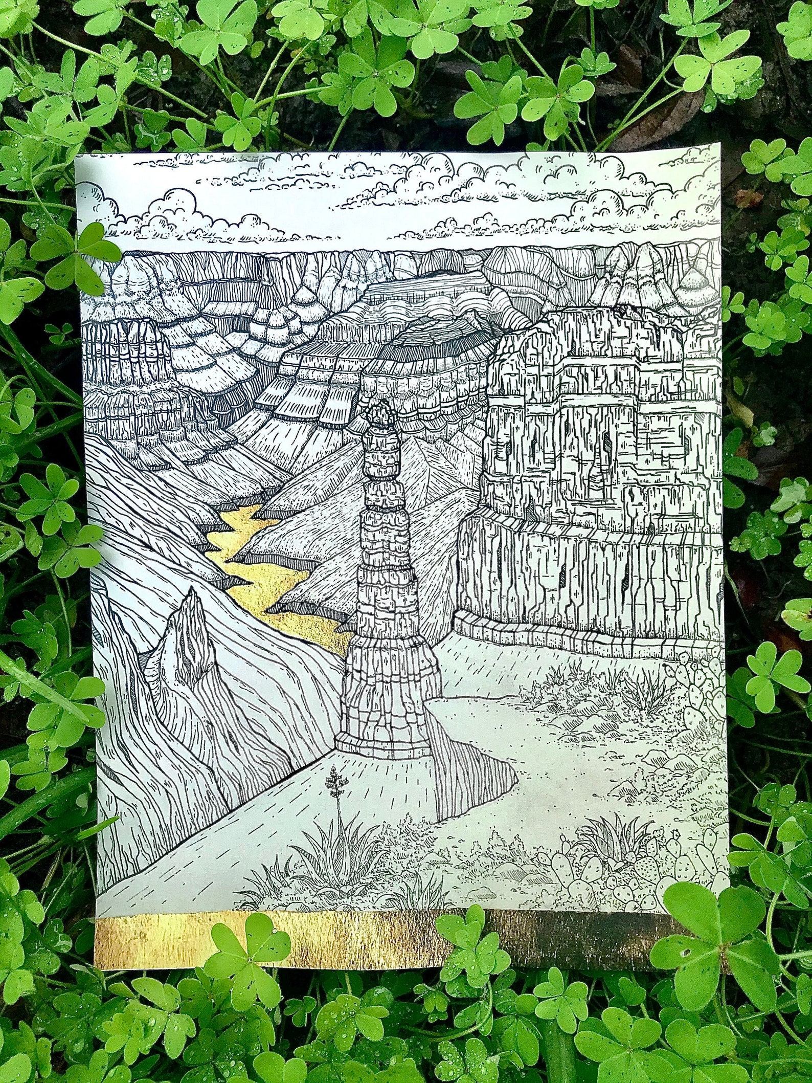 Desert Mountain Landscape Ink Drawing Print - Etsy