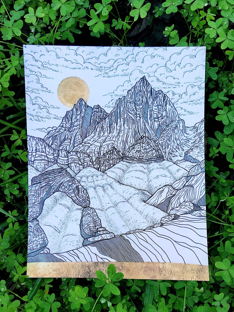 Desert Mountain Landscape Ink Drawing Print - Etsy Canada