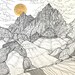 Desert Mountain Landscape Ink Drawing Print - Etsy
