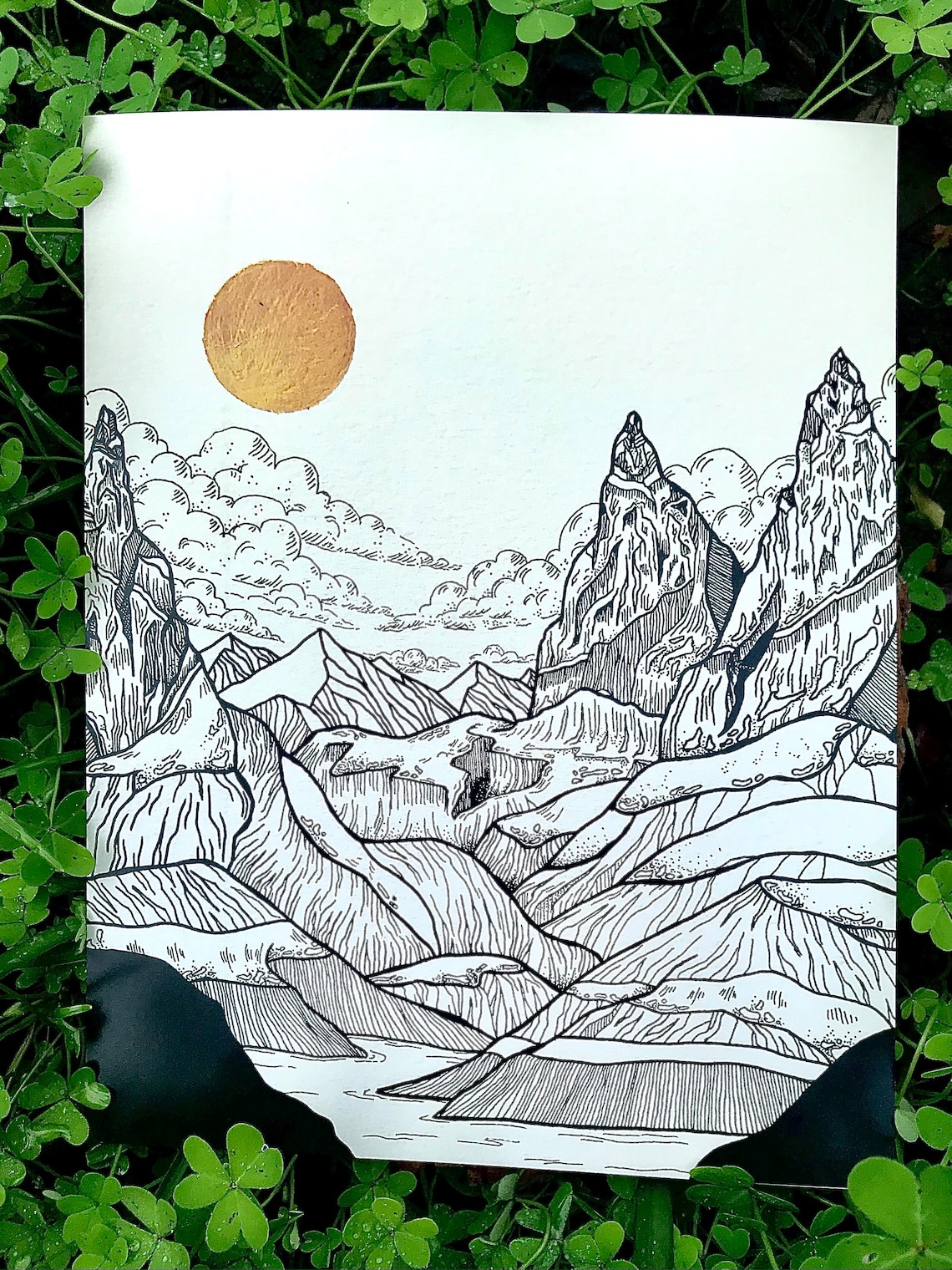 Torres Del Paine Patagonia Mountain Landscape Ink Drawing Print - Etsy