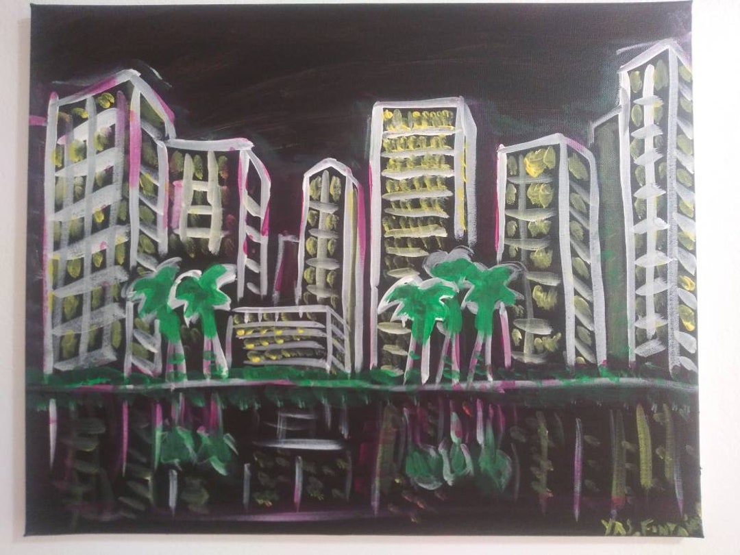 Downtown Miami at Night - Etsy