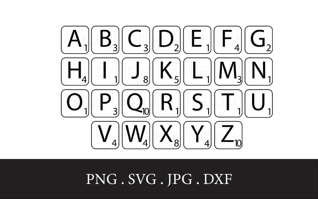 Letters Tile Letters With Border Letters With Numbers Tiles Cut File ...