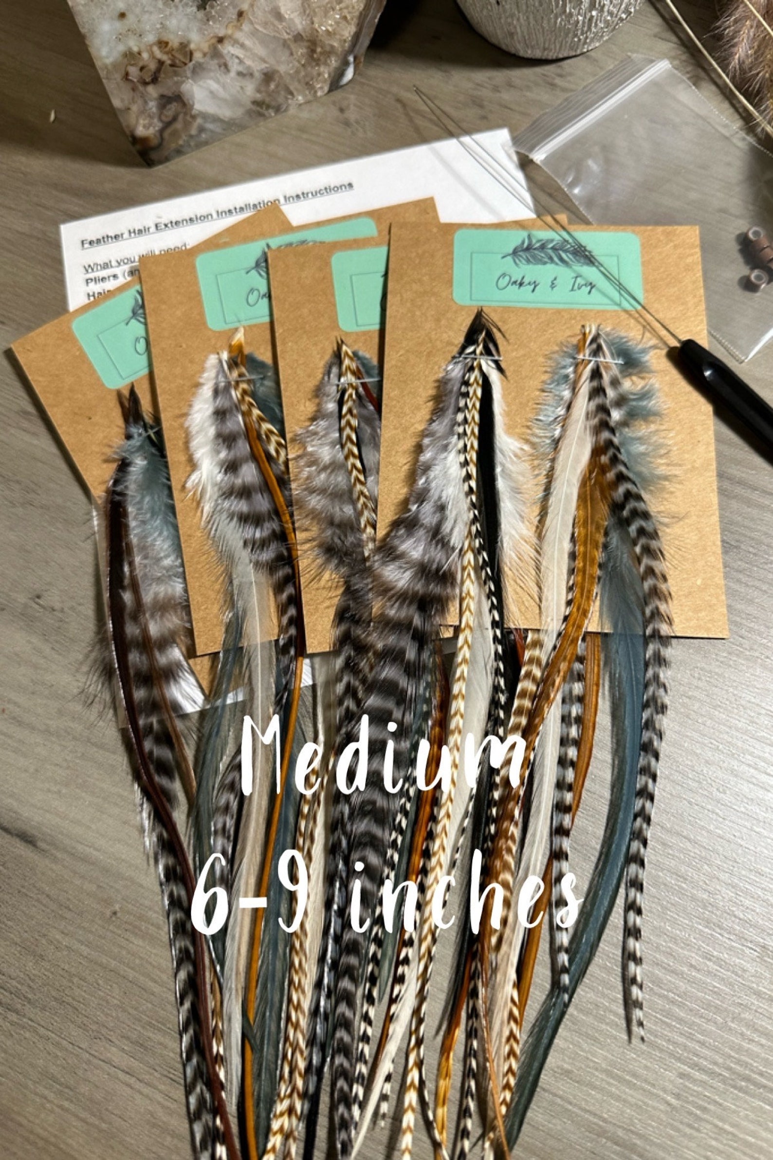 Feather Hair Extensions DIY Kit -10 Feathers + Beads + Tool/natural Mix ...