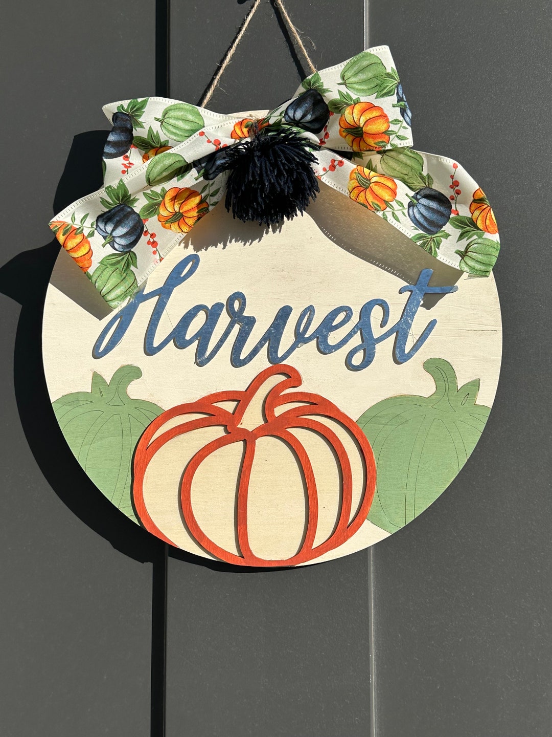 Harvest Fall Sign - Wall Decor - Door Sign - Fall - Wood Round Sign ...