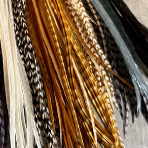 Feather Hair Extensions DIY Kit -10 Feathers + Beads + Tool/natural Mix ...