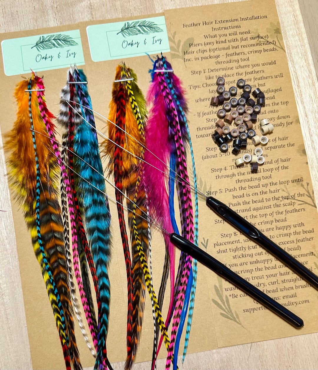 SALE! Feather Hair Extensions - 20 Real Feathers + Beads and Tool, MED ...