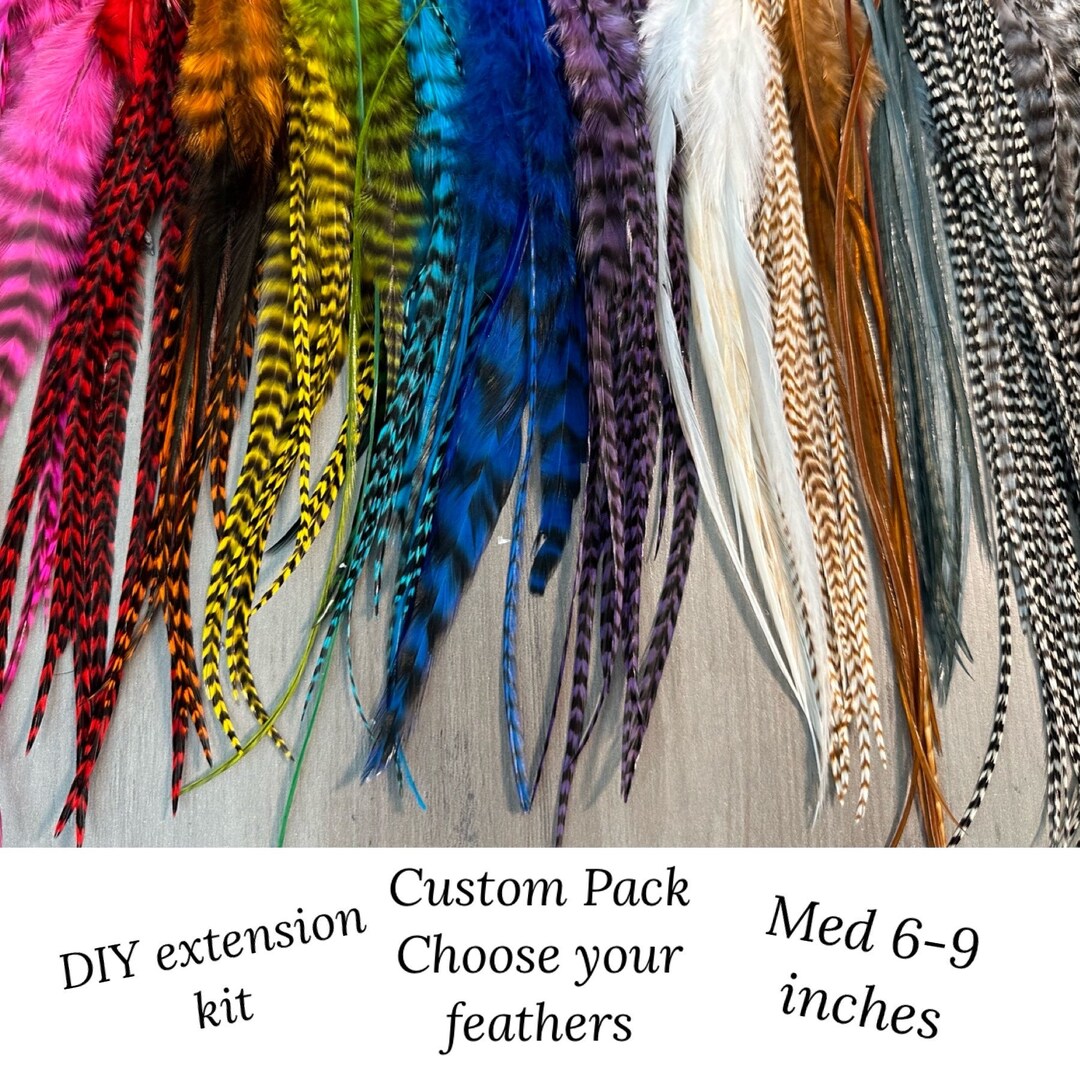 CUSTOM Pack Feather Hair Extensions - CHOOSE the Colors - 10 Real ...