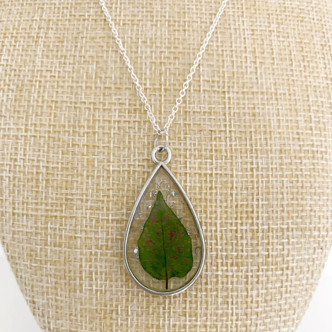 Teardrop Real Leaf Pendant real PINK Leaf Pendant Resin - Etsy