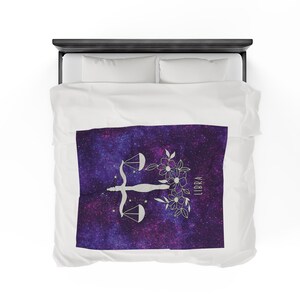 Purple Libra Throw Blanket Zodiac Galaxy Libra Velveteen Plush Blanket ...