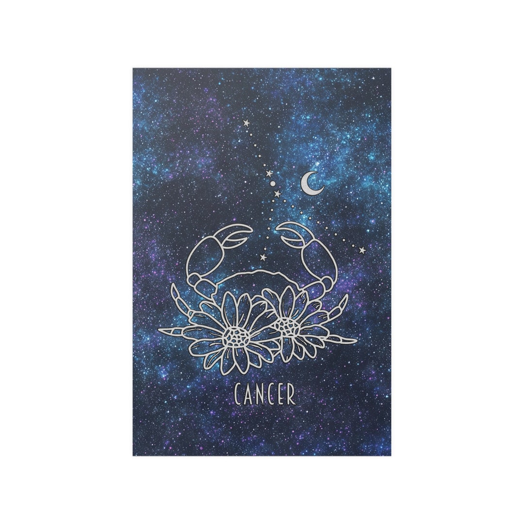 Blue Cancer Zodiac Poster Wall Art Print Constellation Horoscope Poster ...