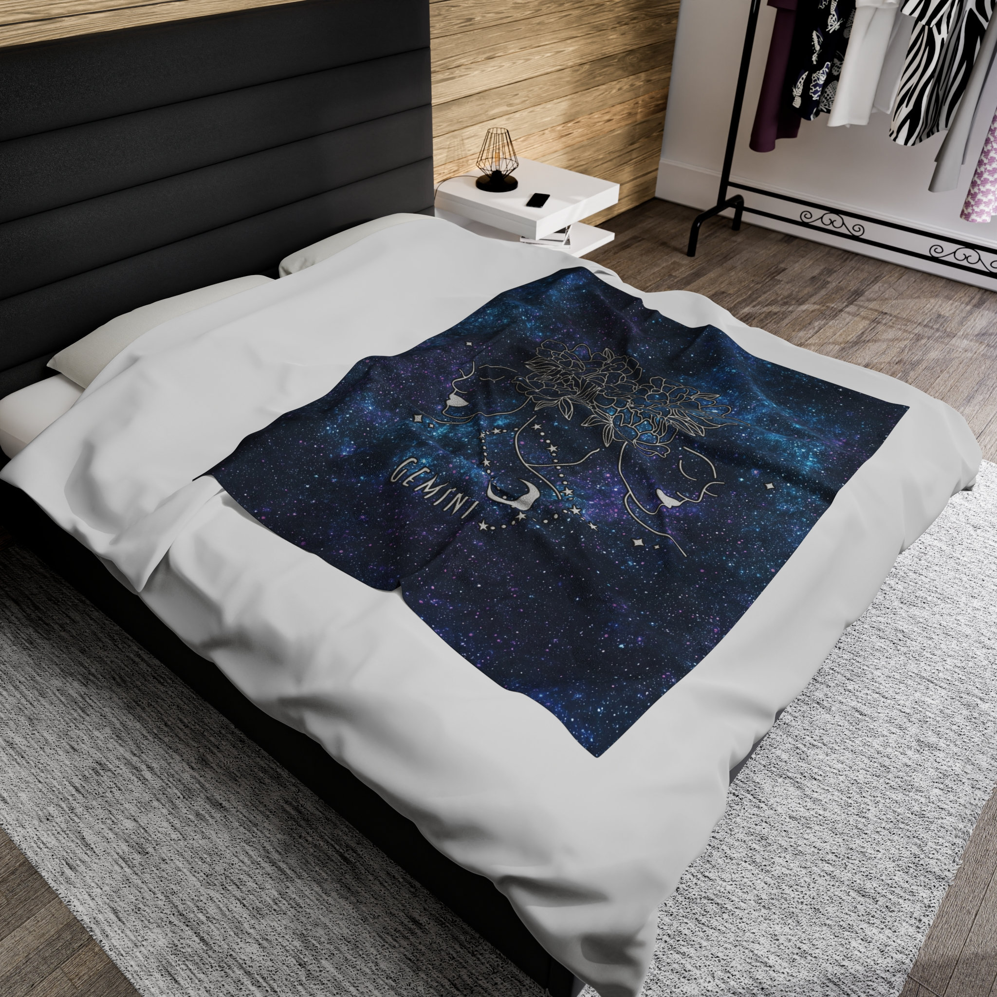 Gemini Throw Blanket Zodiac Galaxy Gemini Velveteen Plush - Etsy