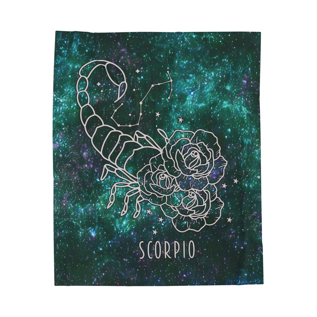 Green Scorpio Throw Blanket Zodiac Galaxy Scorpio Velveteen Plush ...