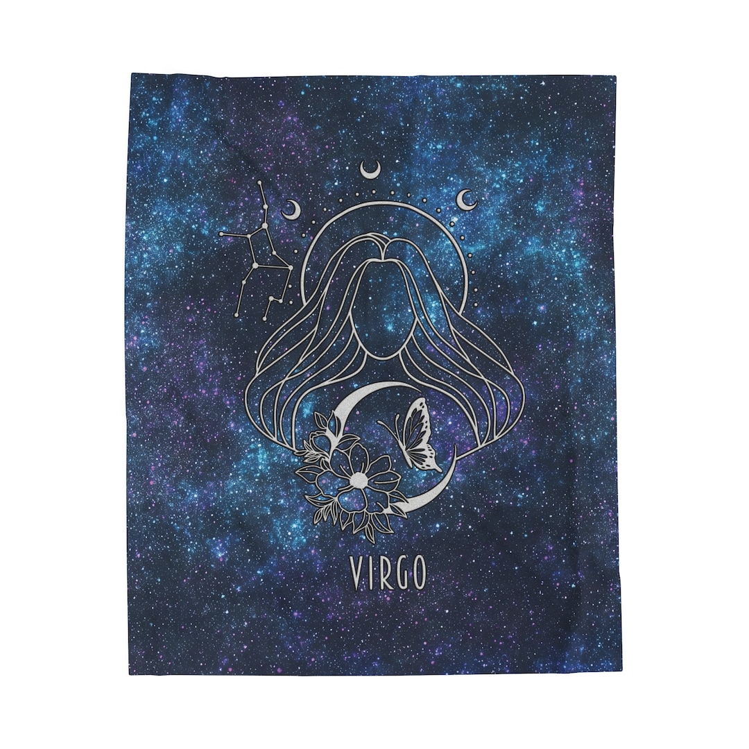 Blue Virgo Throw Blanket Zodiac Galaxy Virgo Velveteen Plush Blanket ...
