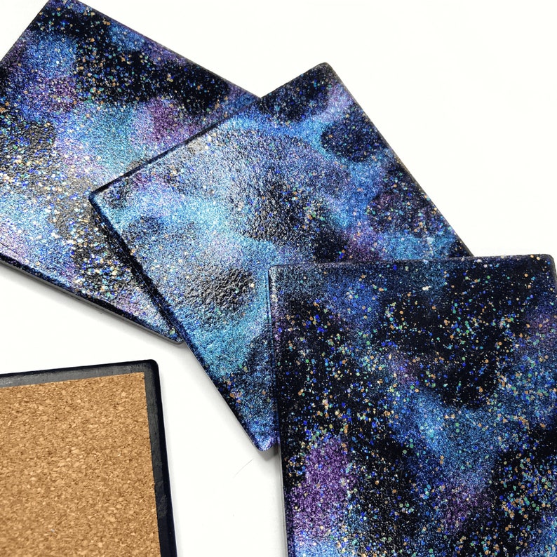 Galaxy Ceramic Coasters Set of 4 Coasters Stars and Nebula Design ...
