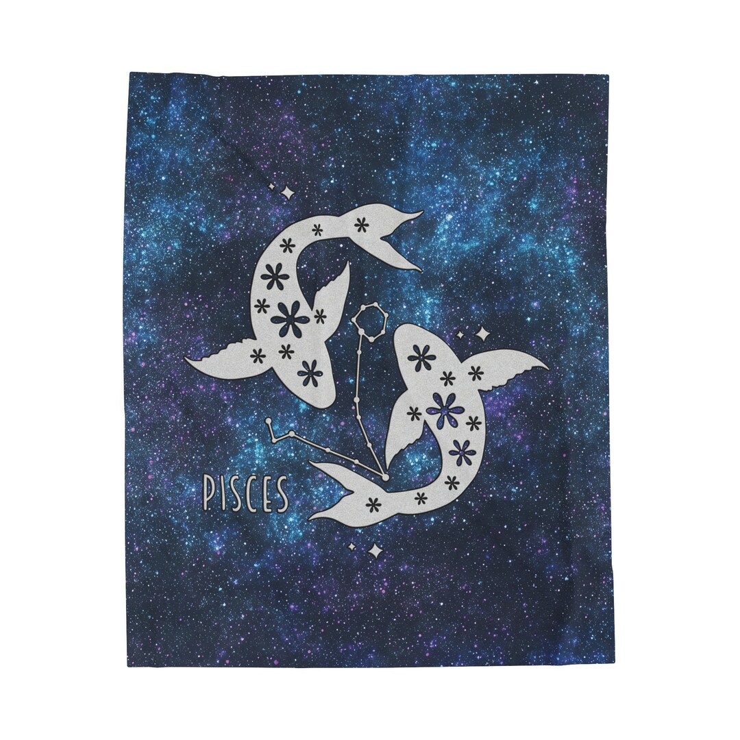 Blue Pisces Throw Blanket Zodiac Galaxy Pisces Velveteen Plush Blanket ...