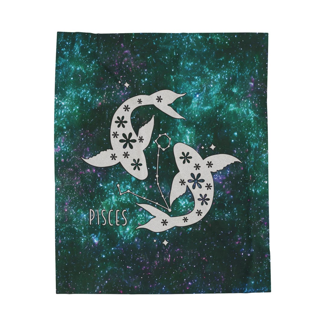 Green Pisces Throw Blanket Zodiac Galaxy Pisces Velveteen Plush Blanket ...