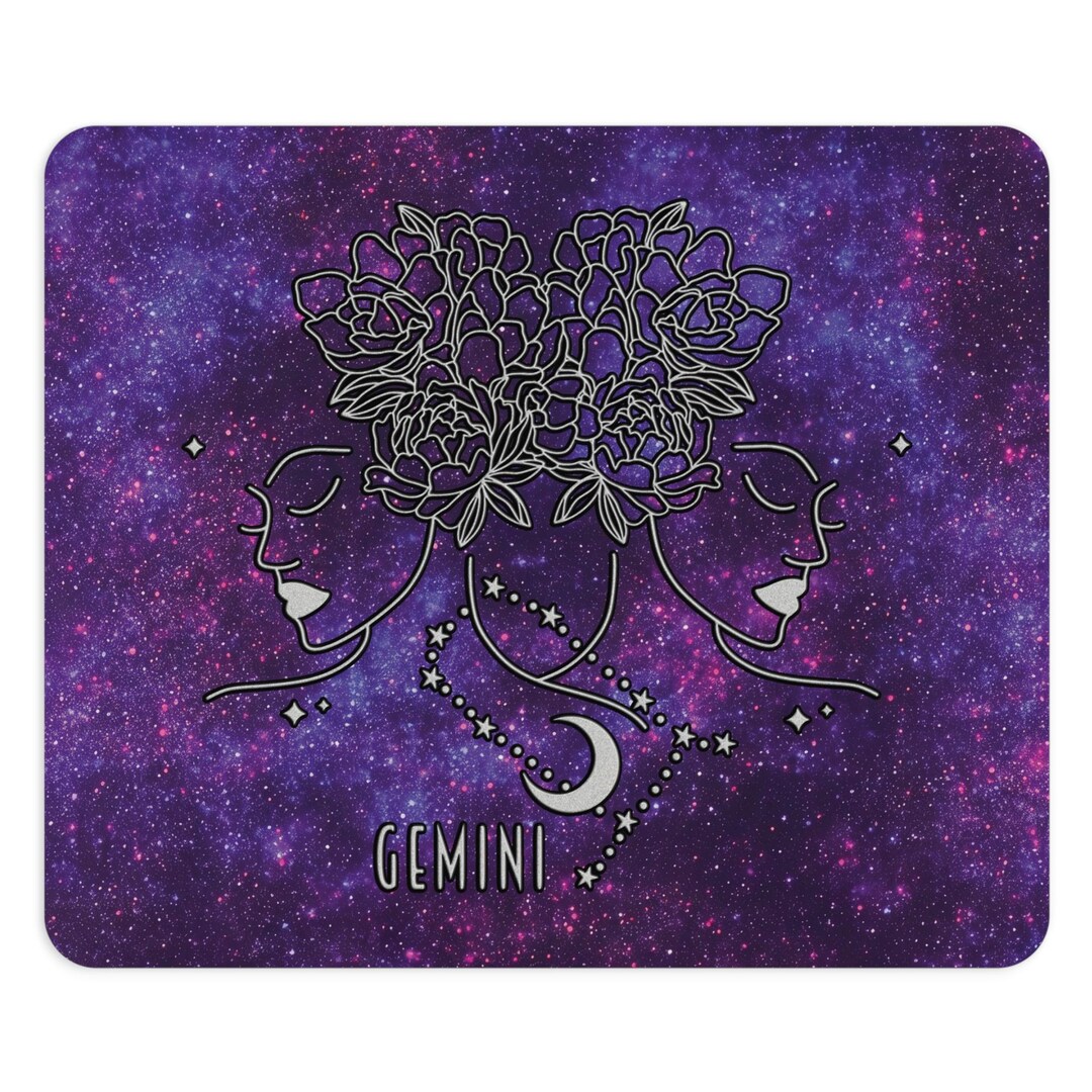 Purple Gemini Zodiac Mouse Pad Galaxy Gemini Astrology Computer ...