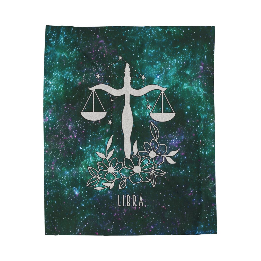 Green Libra Throw Blanket Zodiac Galaxy Libra Velveteen Plush Blanket ...