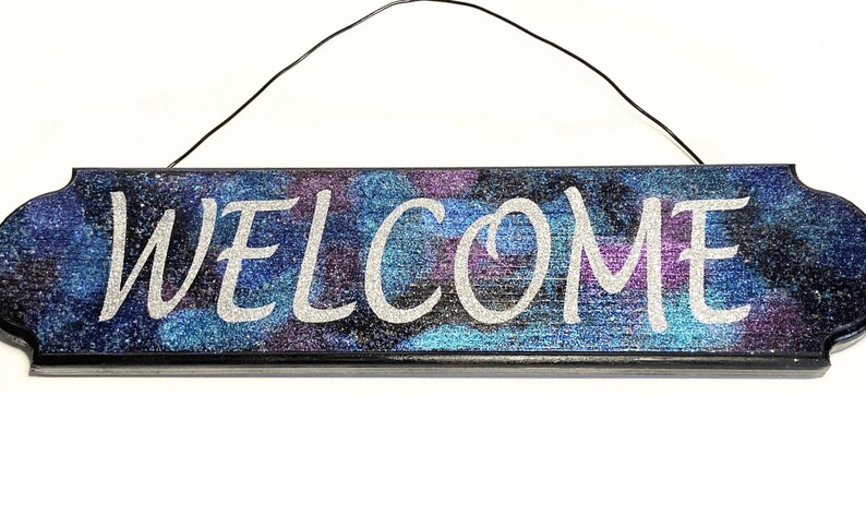 Galaxy Welcome Sign Wood Porch Sign Galactic Inspired Design Front ...