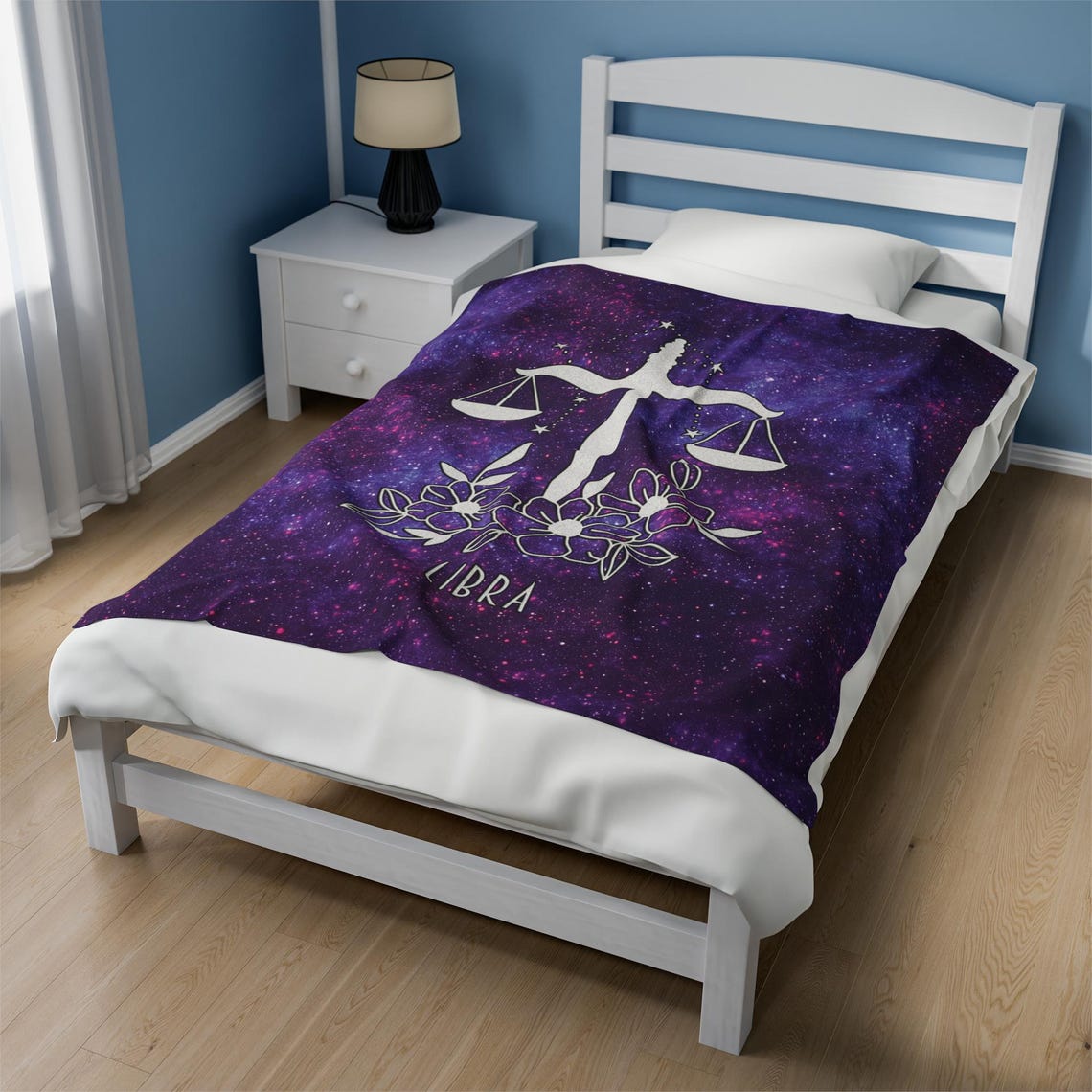 Purple Libra Throw Blanket Zodiac Galaxy Libra Velveteen Plush Blanket ...