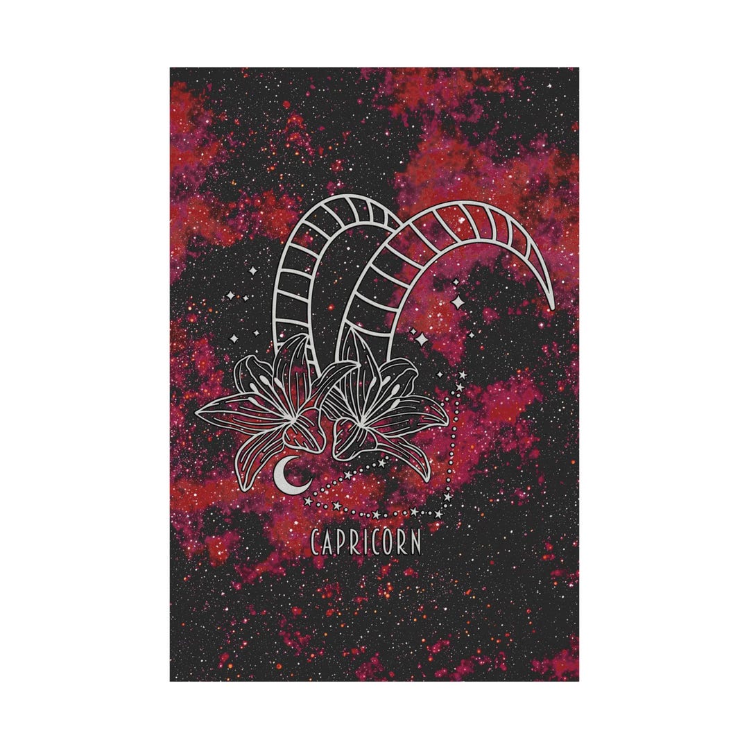 Red Capricorn Zodiac Poster Wall Art Print Constellation Horoscope ...