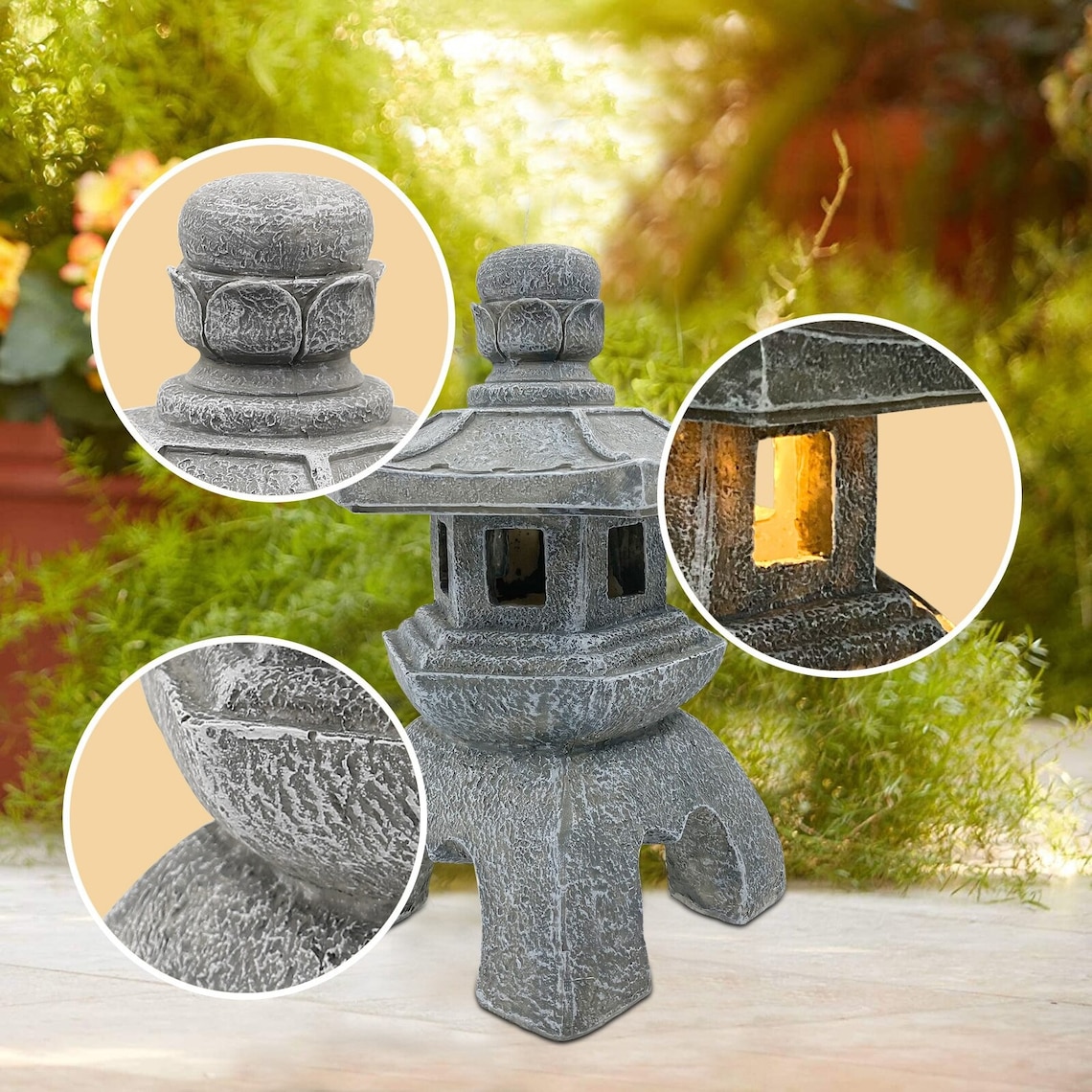 Solar Pagoda Lantern Garden Statue Jardin Indoor/Outdoor Zen | Etsy Solar Pagoda Lantern Garden Statue Jardin Indoor/Outdoor Zen | Etsy