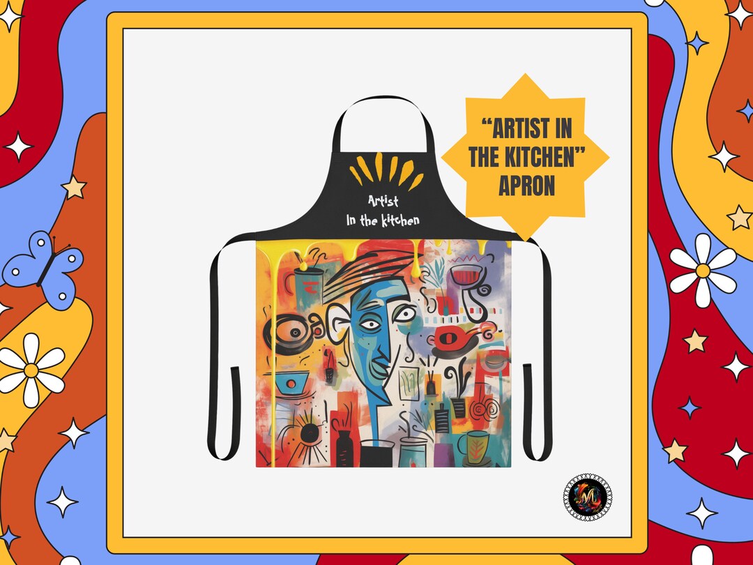 Artist in the Kitchen Apron Funky Abstract Art Apron for Women Cute and ...