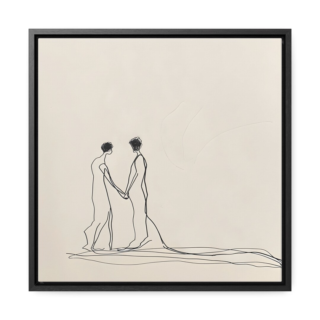 Couple Line Art Romantic One Line Drawing of Holding Hands Distant ...