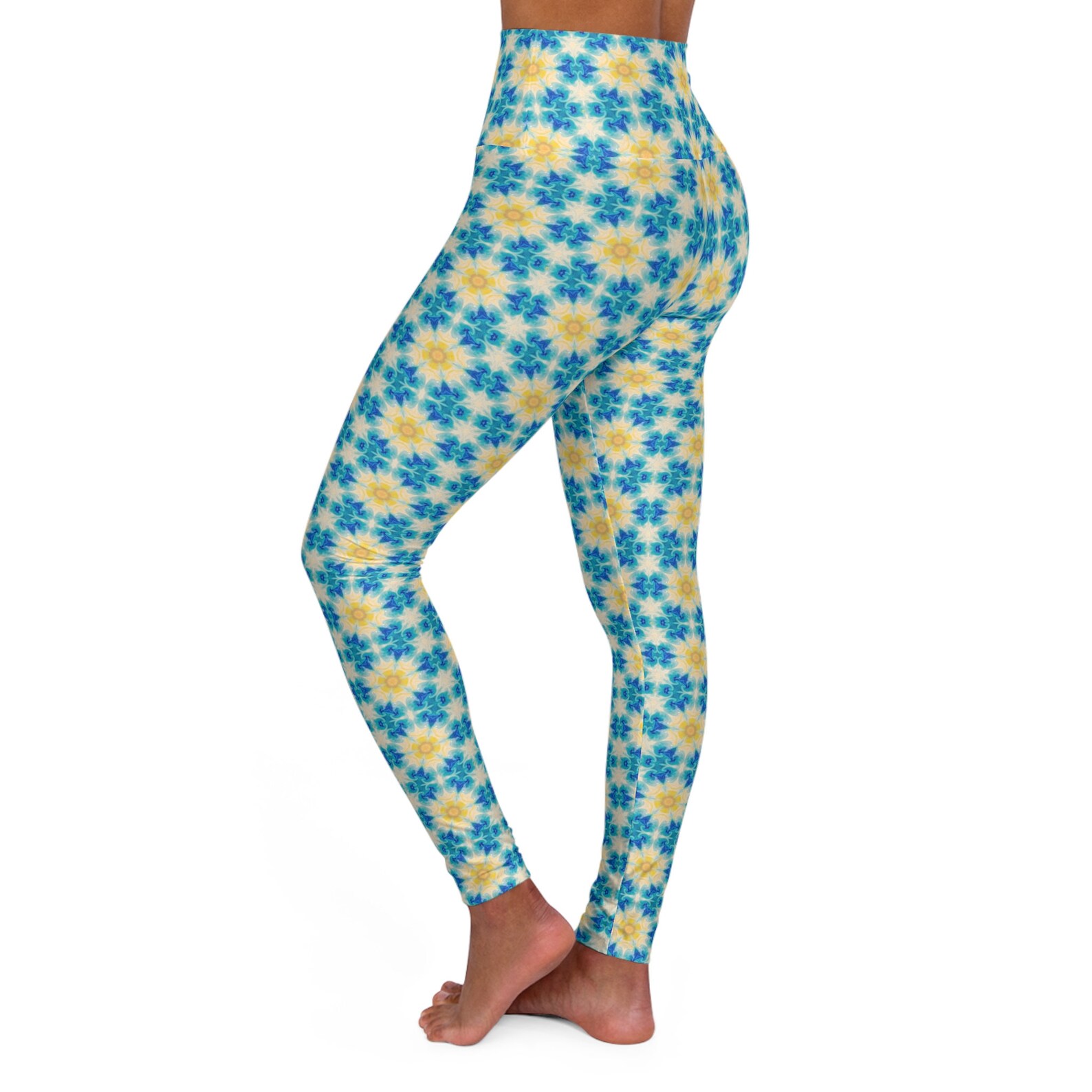 Happy Flowers High Waisted Yoga Leggings AOP Yoga Leggings Yoga Pants Leggings Women Full Length ...