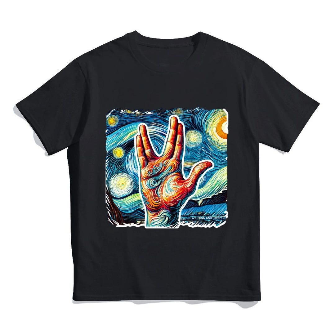 Psychedelic Cosmic Handprint T-shirt, Vibrant Surreal Universe Art ...