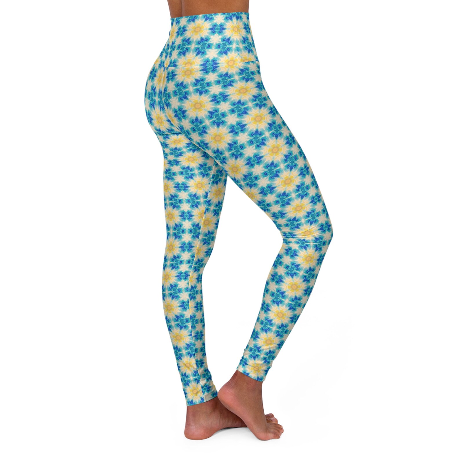Happy Flowers High Waisted Yoga Leggings AOP Yoga Leggings Yoga Pants Leggings Women Full Length ...