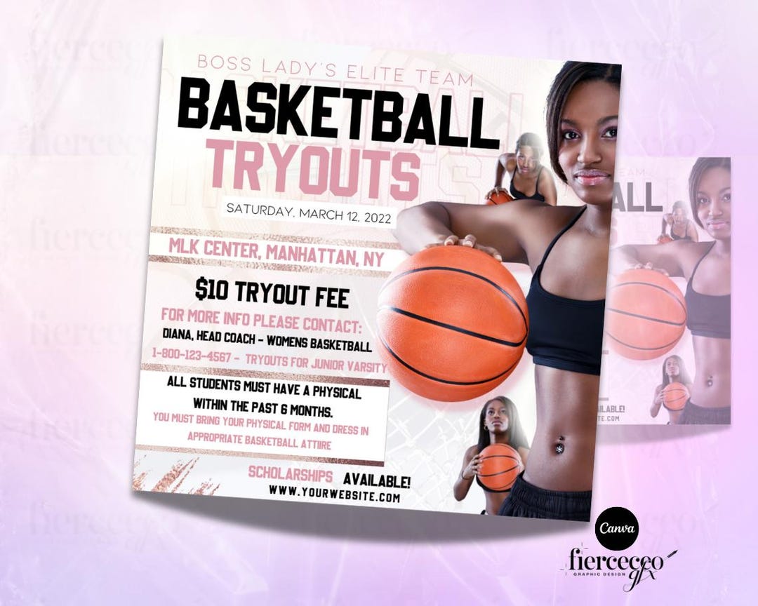 Basketball Flyer, Basketball Tryouts Flyer, Womens Basketball, Training ...