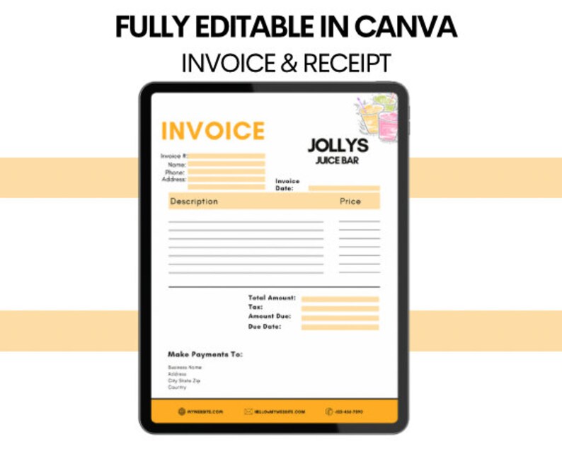 Invoice Template, Receipt Template, Receipt Printable, Business Invoice ...