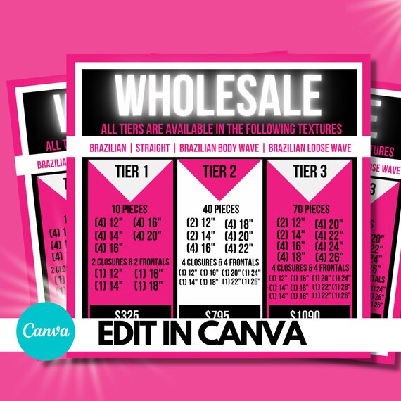 Wholesale Flyer Price List Flyer Editable Pricelist Social | Etsy