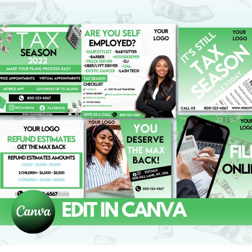 Tax Prep Flyers Bundle Template 8 Tax Preparation Accounting - Etsy