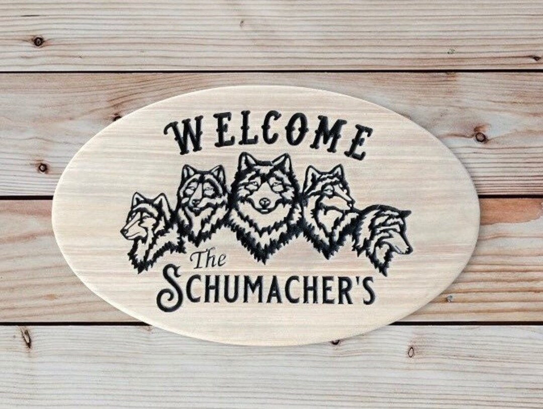 Wolf Welcome Sign Personalized Custom Wood Carving Wolves - Etsy