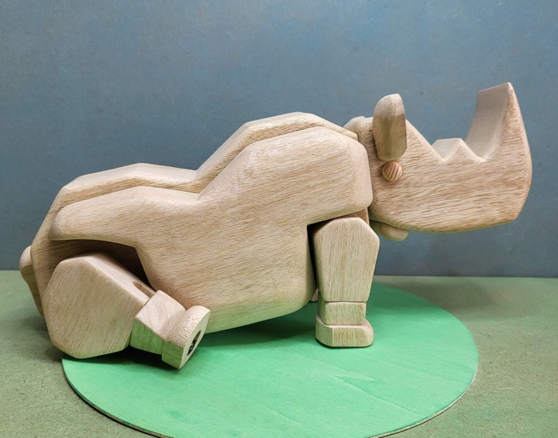 Unique Wooden Articulated Rhino - Etsy