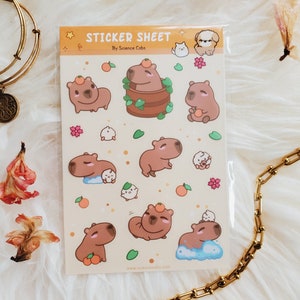 Capybara Sticker Sheet Cute Capy Stickers Capybara - Etsy