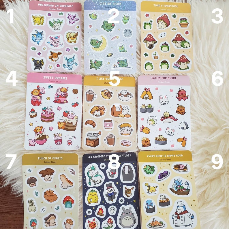 Cute Monsters Sticker Sheet Kawaii Anime Sticker Sheet - Etsy